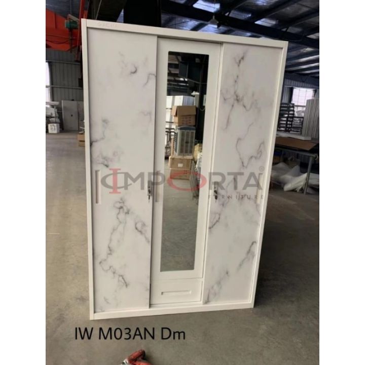 Importa Lemari Pakaian 3 Pintu Plat Besi Minimalis Anti Rayap | Lazada ...