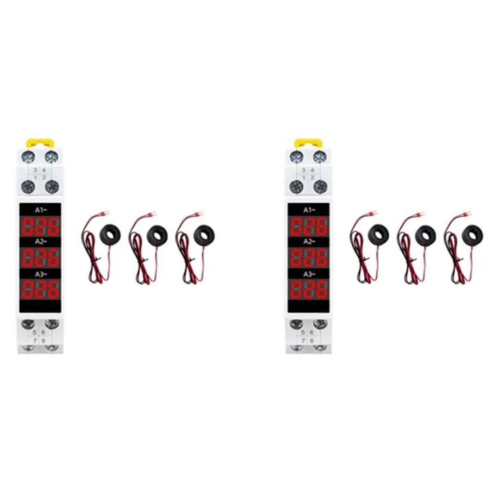 2X Din Rail Mount 3 Phase Ampere Meter Mini Modular Current Meter Gauge ... 2X Din Rail Mount 3 Phase Ampere Meter Mini Modular Current Meter Gauge ...