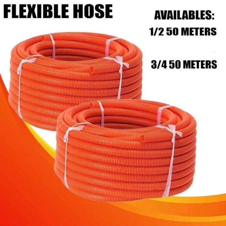 Flexible Hose 1/2" 3/4" (50 meters per roll) Orange Conduit Flexible ...