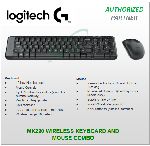 Logitech Mk220 Wireless Keyboard And Mouse Combo Lazada