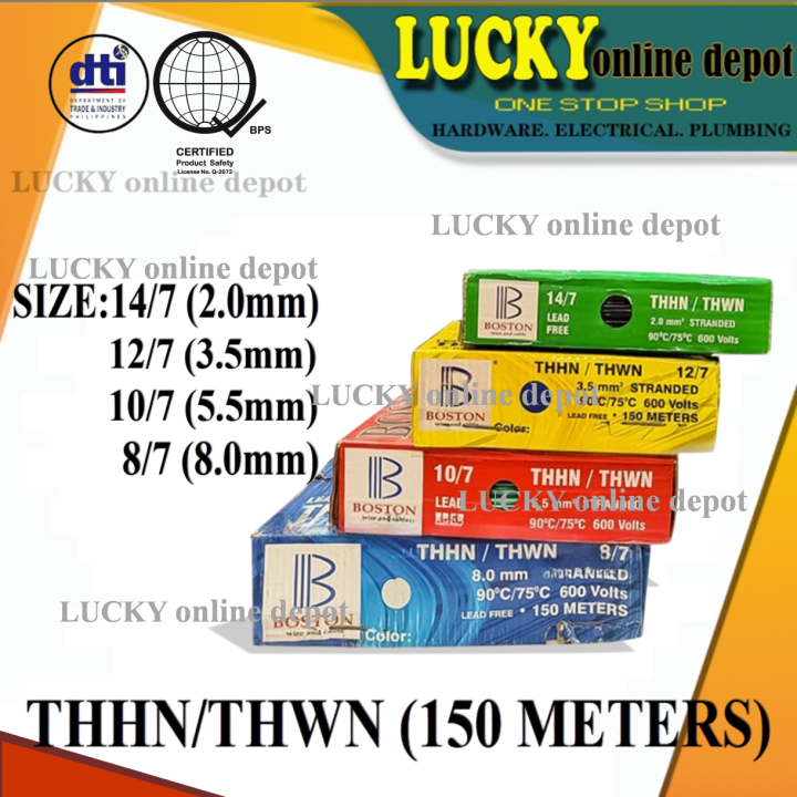 ORIGINAL BOSTON THHN/THWN 10/7 ELECTRICAL STRANDED WIRE (Per Box ...