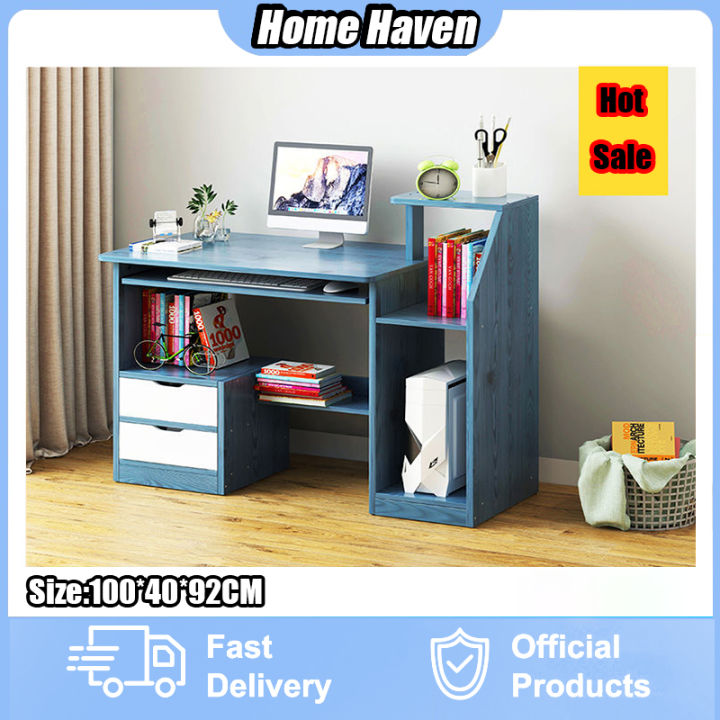 Computer Desk With Wooden Cabinet Study Table With Shelf for Home Office and Study Walnut And White Desk Lazada Lazada PH