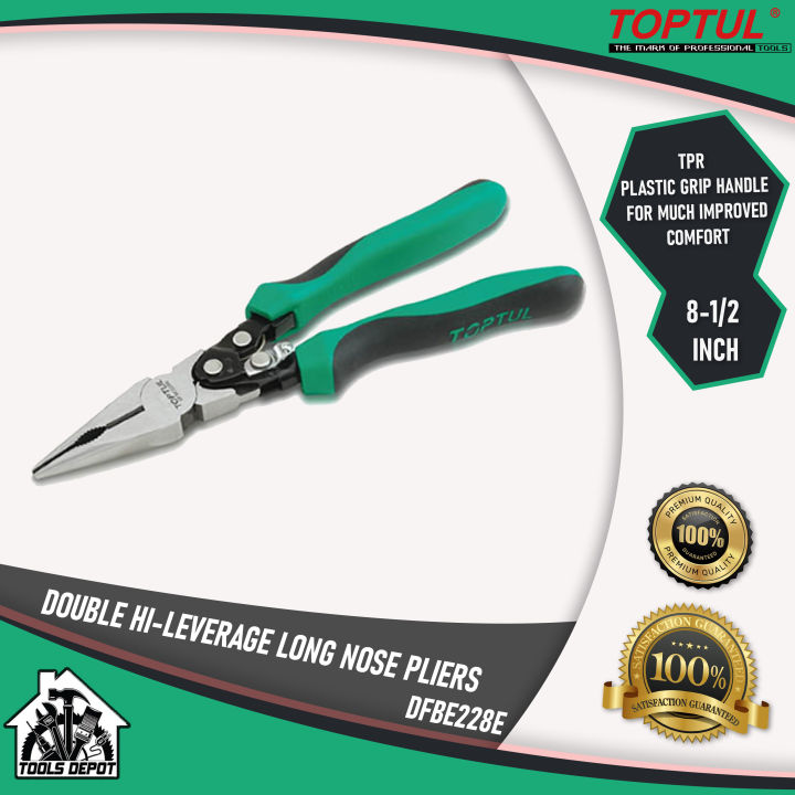 TOPTUL DFBE228E PRO-SERIES DOUBLE HI-LEVERAGE LONG NOSE PLIERS | Lazada PH