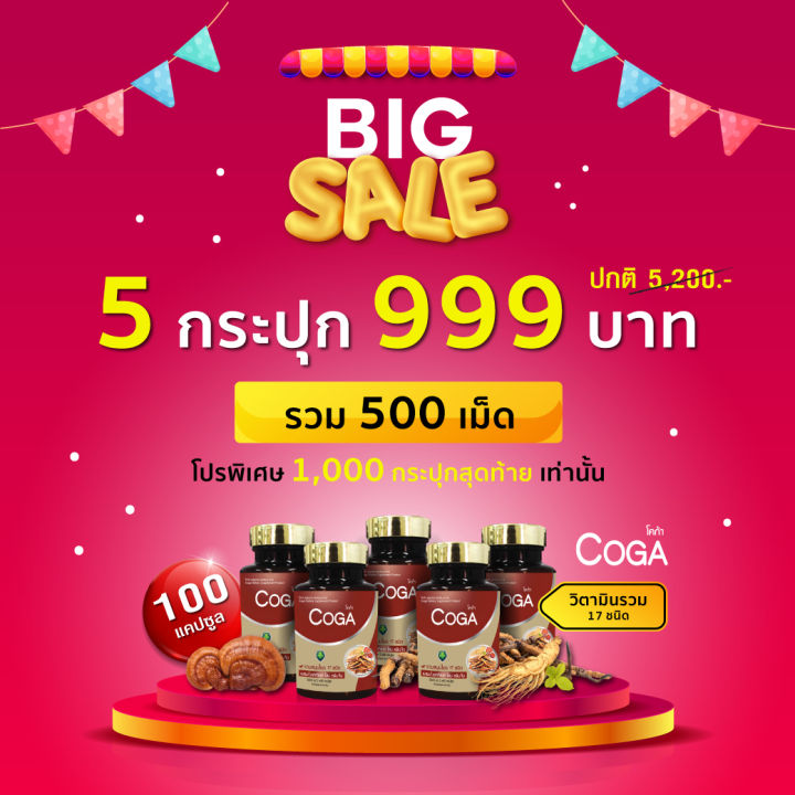 Coga 5 กระปุก 500 เม็ด อาหารเสริมวิตามินรวม กว่า 17 ชนิด ถั่งเช่า โสม ...