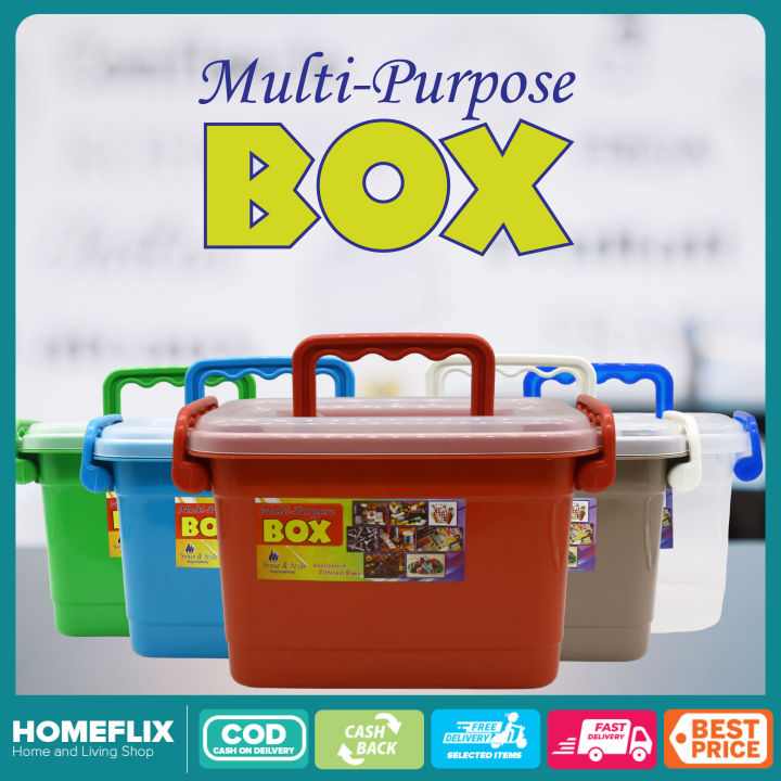 Homeflix Plastic 2.4L, 3.5L ,6.5L Multi-Purpose Storage Box with Handle ...