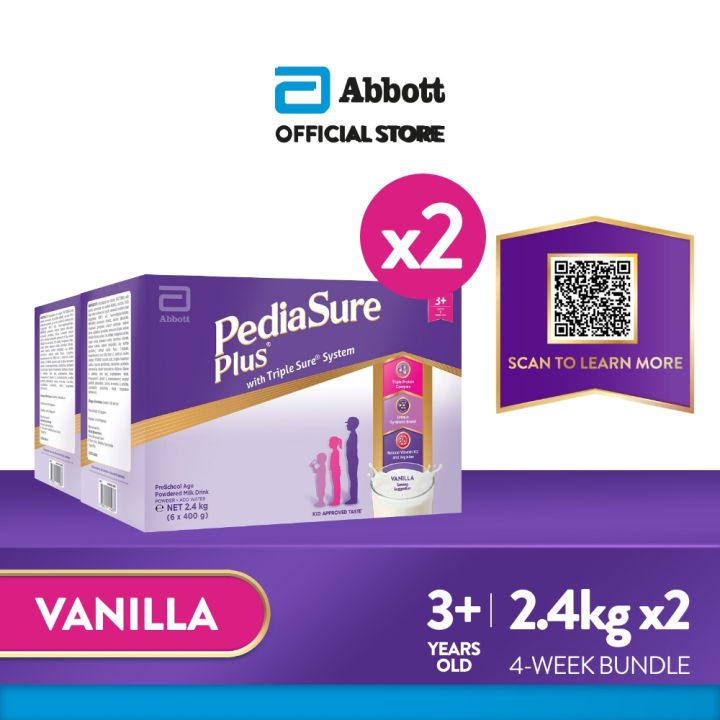 Pediasure Plus 3+ Vanilla 2.4kg Bundle of 2 for Kids Above 3 Years Old Powdered Milk Drink (4 ...