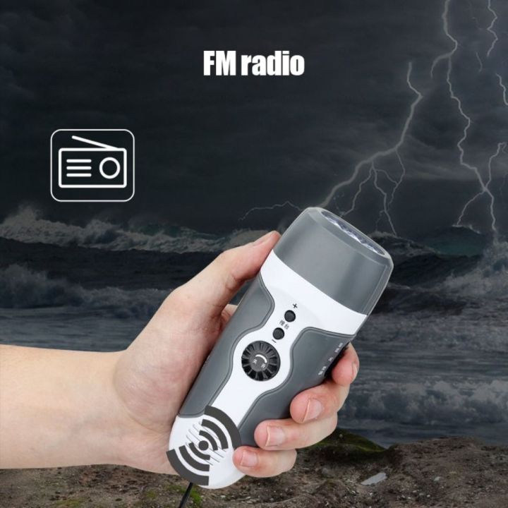 Hand-cranking Generation Multifunctional Flashlight LED Lights USB FM ...