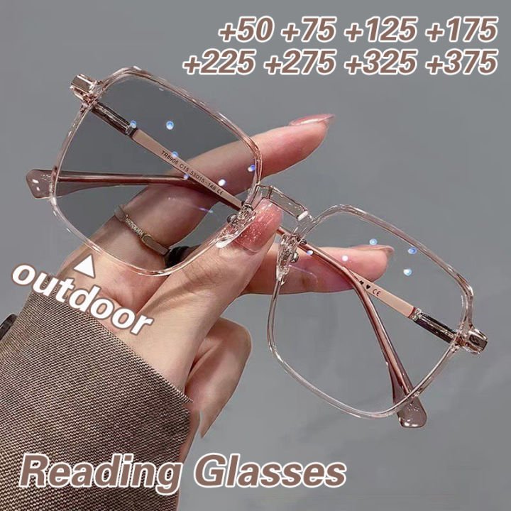+50 +75 +125 +175 +225 +275 Photochromic Reading Glasses for Women Anti ...