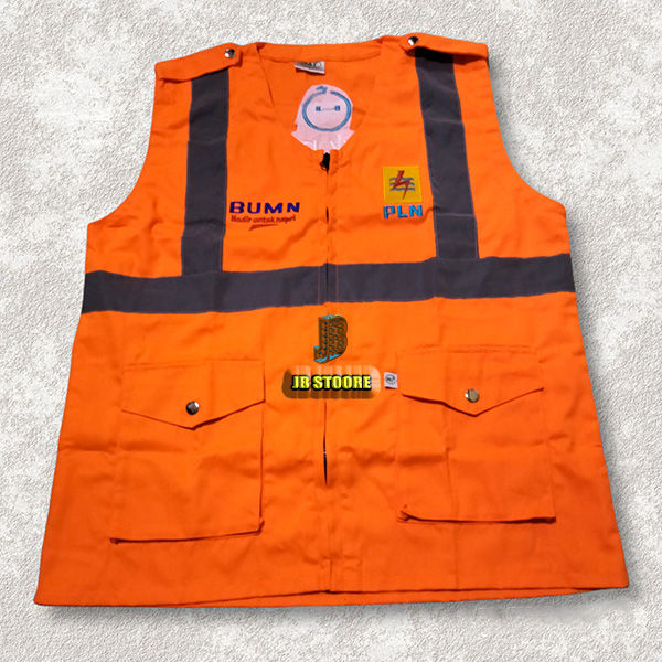 Rompi PLN BUMN Orange Bordir Full / Rompi Lapangan PLN Bumn Bordir ...