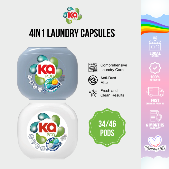 Ka 4in1 Laundry Capsules Pods 34Pods/46 Pods Anti-Dust Mite Anti ...