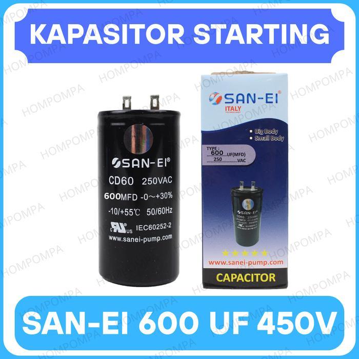 KAPASITOR CAPACITOR STARTING 600UF MFD MIKRO 250V SAN-EI SOKET 600 UF ...