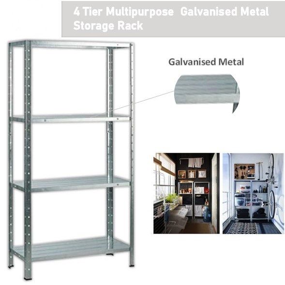 OKURA 4 Tier Multipurpose Kitchen Rack Zinc Coated / Galvanised Metal ...