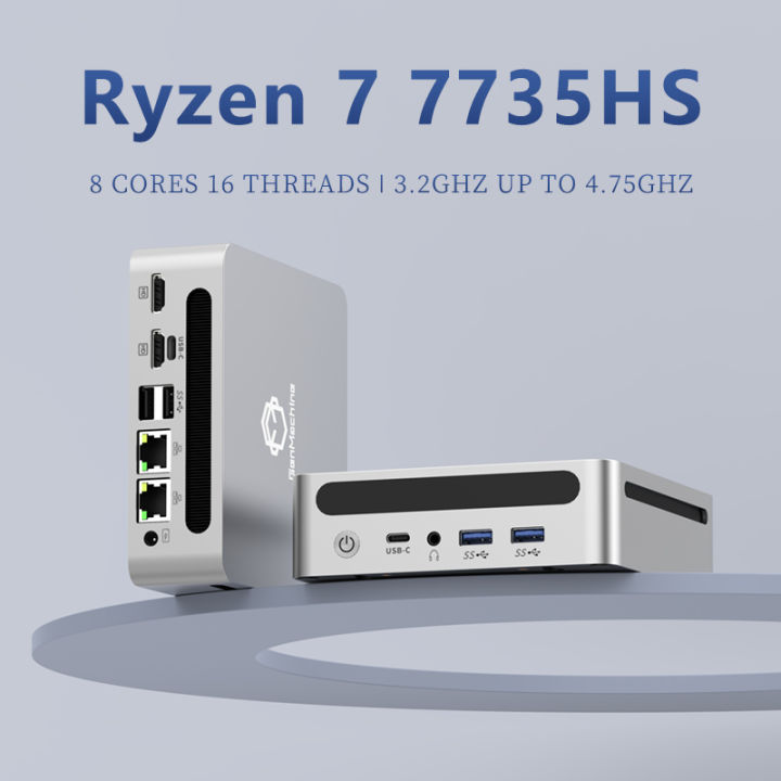 GenMachine Mini PC Yi7000 AMD Ryzen 7 7735HS Windows 11 LPDDR5 6400MHz 16G memory onboard RAM M ...