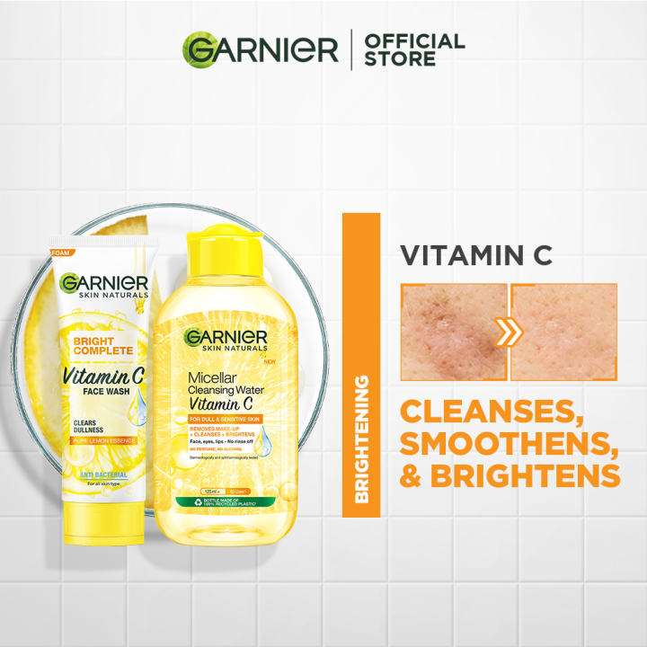 NEW Garnier Bright Complete Vitamin C Double Cleaning Duo - Brightening ...