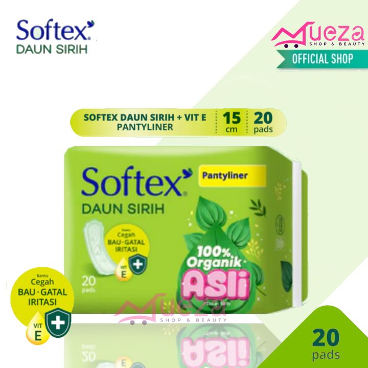 SOFTEX kecil pantyliner isi 20 pads Daun sirih / mint / greentea ...