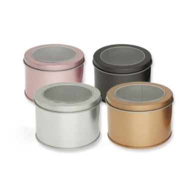 1pc Tin can with Window Metal Storage Box for Gift Chocolate Candy Cake ...