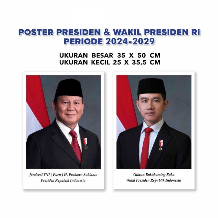 Foto Presiden Dan Wakil Presiden Indonesia 2024 - 2029 Prabowo - Gibran ...