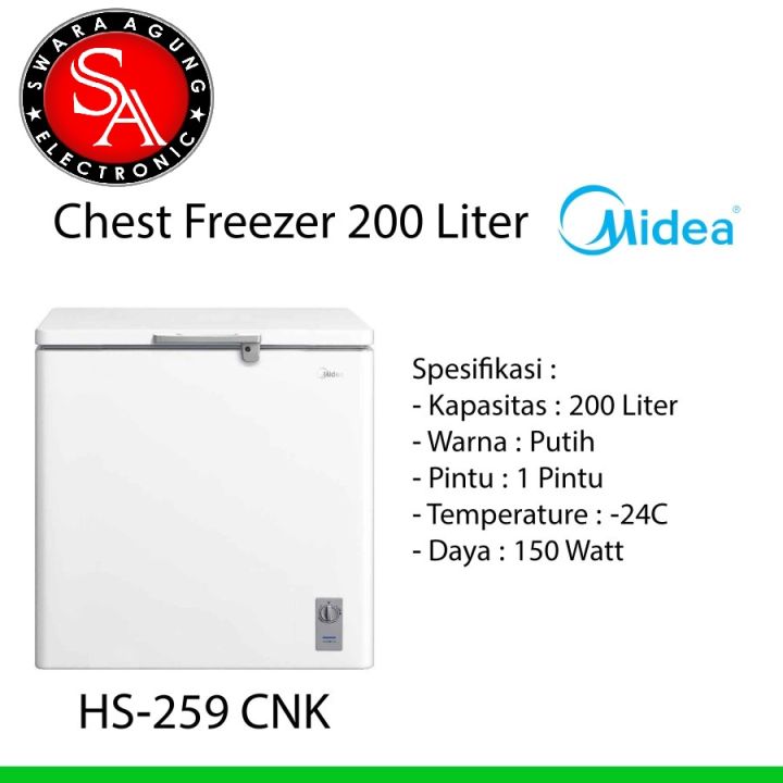 Chest Freezer 200 Liter Midea Type : HS-259CK (2 in 1 Freezer & Chiller ...