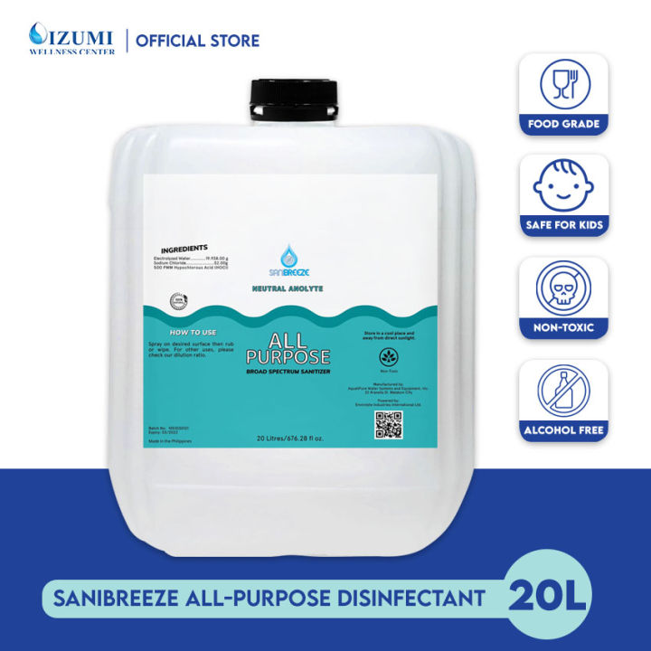 Sanibreeze 20L All Purpose Anolyte Disinfectant + Sanitizer, 100% ...
