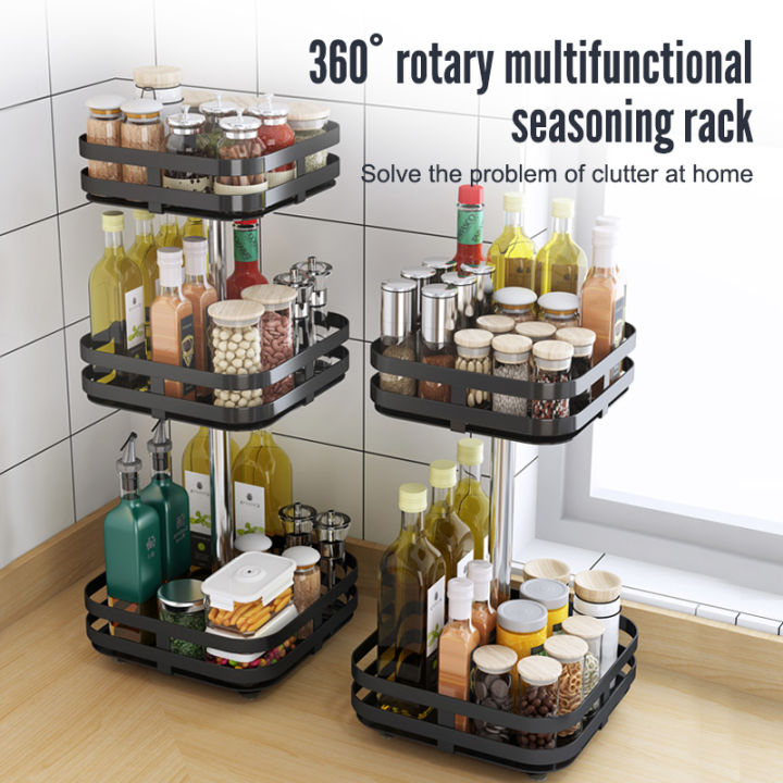 Higher Quality 360° Rotating Spice Rack 1/2/3 Tier Metal Material ...