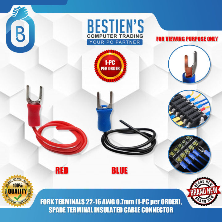 FORK TERMINALS 22-16 AWG 0.7mm (1-PC per ORDER), SPADE TERMINAL ...