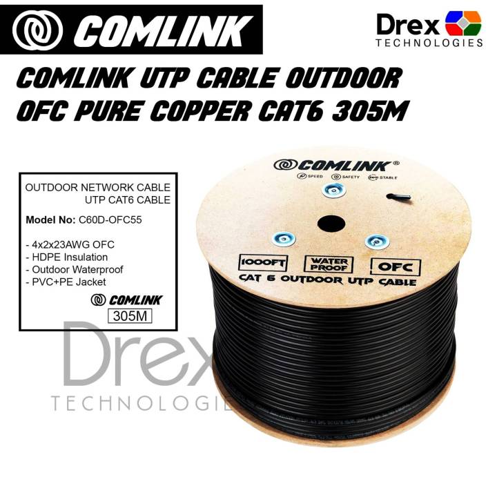 305M Comlink 305M Outdoor UTP Water Proof Ethernet Cable Cat6 OFC Pure ...