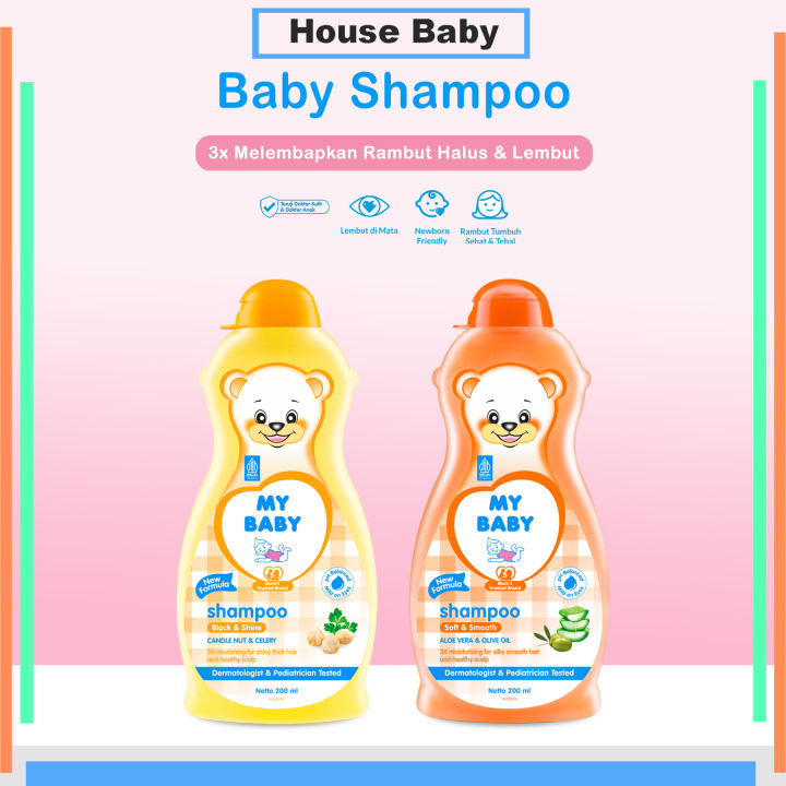 MY BABY Shampoo Black & Shine 150ml+50ml Sampo Bayi Rambut Bayi Hitam ...