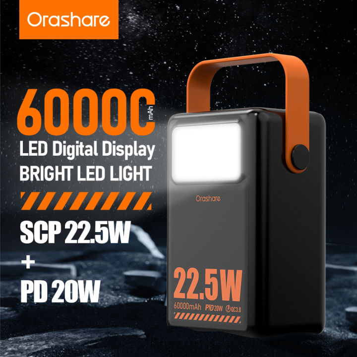 Orashare OL60Pro 60000mAh Powerbank 22.5W /65W Fast Charging Power Bank ...