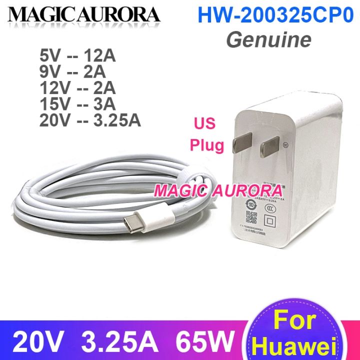 Genuine 20V 3.25A 65W Type C Adapter For Huawei Matebook X Pro X E ...
