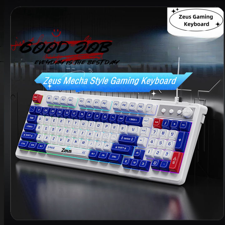 Zeus Wired Gaming Keyboard Mecha Gundam Style 98 Keys USB Mechanical ...