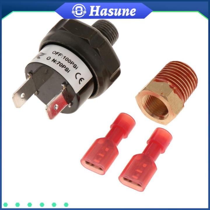 Hasune สวิตช์แรงดันปั๊มอัดลม70-100 PSI วาล์วควบคุม12V | Lazada.co.th