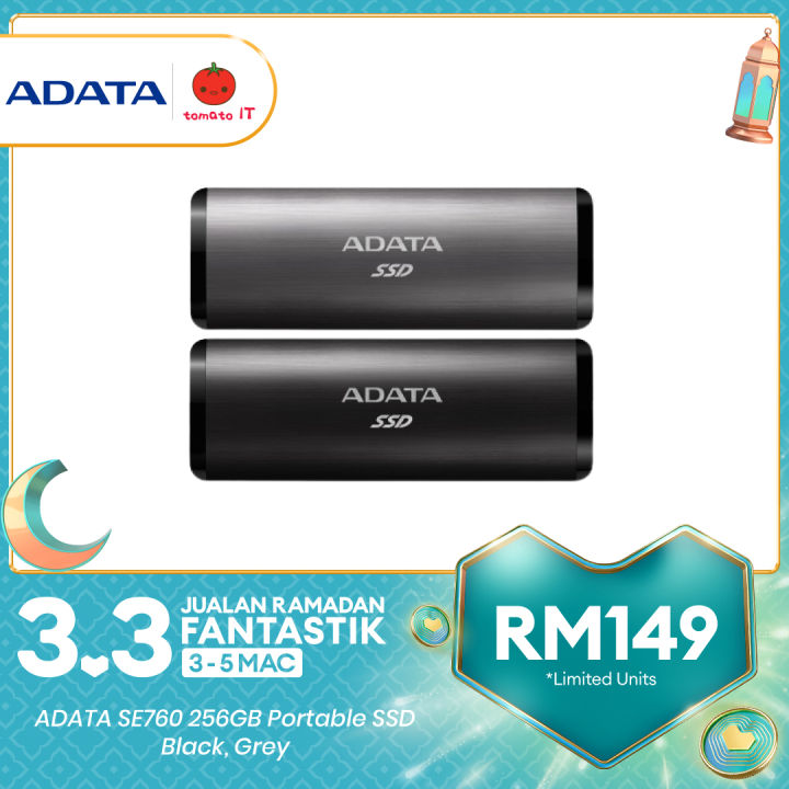 ADATA SE760 Portable SSD (256GB, 512GB, 1TB, 2TB) (Black, Grey) | Lazada