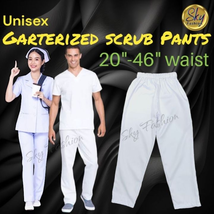 Unisex White Scrub Pants Cotton for Nurse, Medical, Intern, School ...