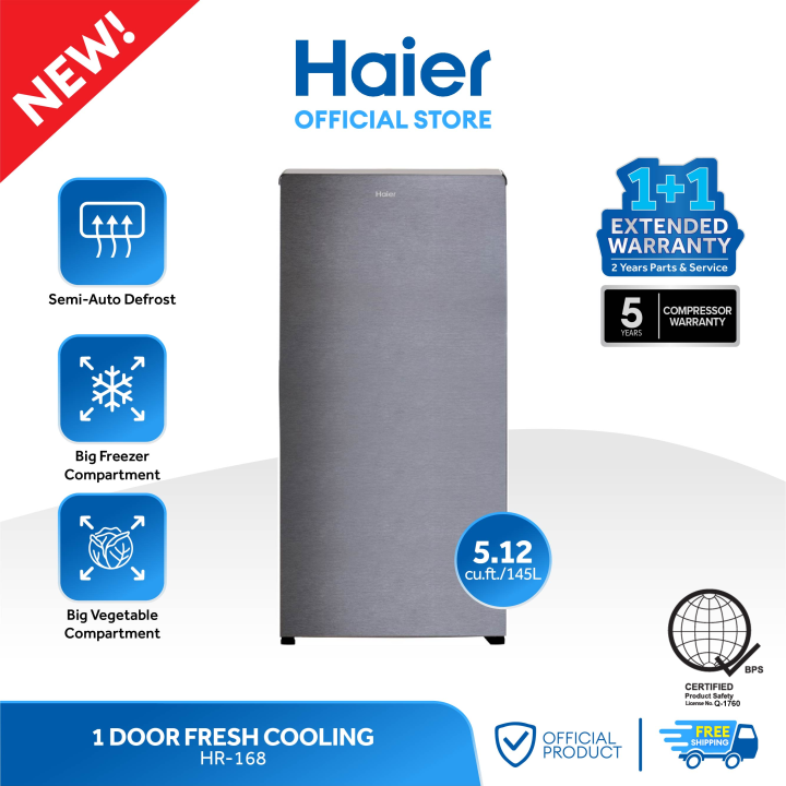 [NEW] Haier HR-168 5.12 cu.ft./145L Single Door Refrigerator (Metallic ...