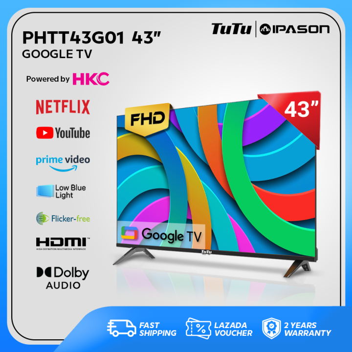 Ipason x TuTu 43 inch Google TV (Powered by HKC) Full HD LED Widescreen Frameless TV - Netflix ...