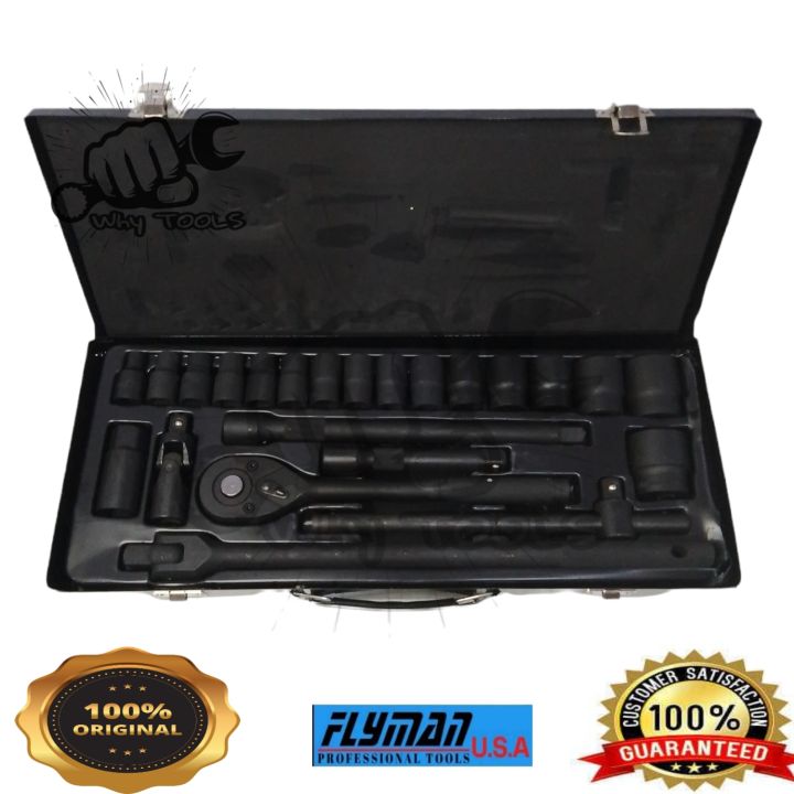 FLYMAN 24PCS SOCKET WRENCH 1/2 DRIVE 8 TO 32MM SOCKET SET | Lazada PH