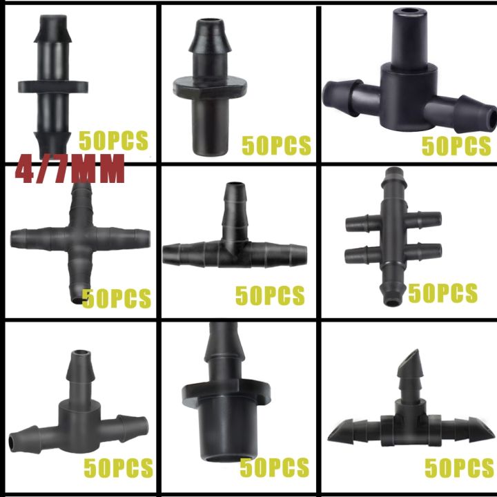 50 Pcs 1/4 Inch Barb 2-Way/ Tee / 4-Way/ 6-Way Connector In Garden ...