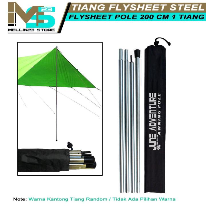 tiang flysheet besi tiang steel lapis chrome 200cm 1 tiang tenda steel ...