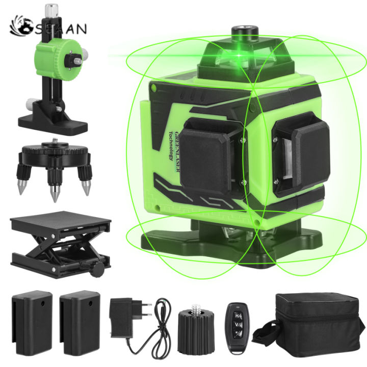 Laser Level 360 ° X 4, 4D Self Leveling 16 Line Cross Laser Line, Self Leveling And Pulse Mode ...