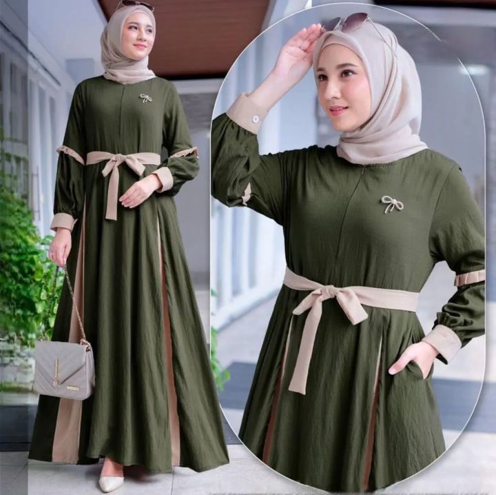 Savira Baju Gamis Crinkle Airflow Premium Wanita Simple Dan Elegan ...