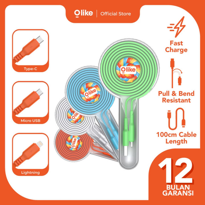 NEW Olike D202 Colourful Data Cable Micro/ Lightning/ Type-C Fast ...