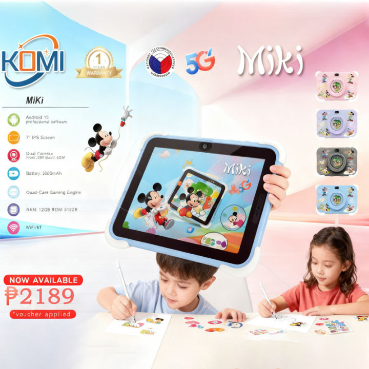 Komi Kids Tablet Newly Upgraded Children's Learning Tablet 7 inches ...