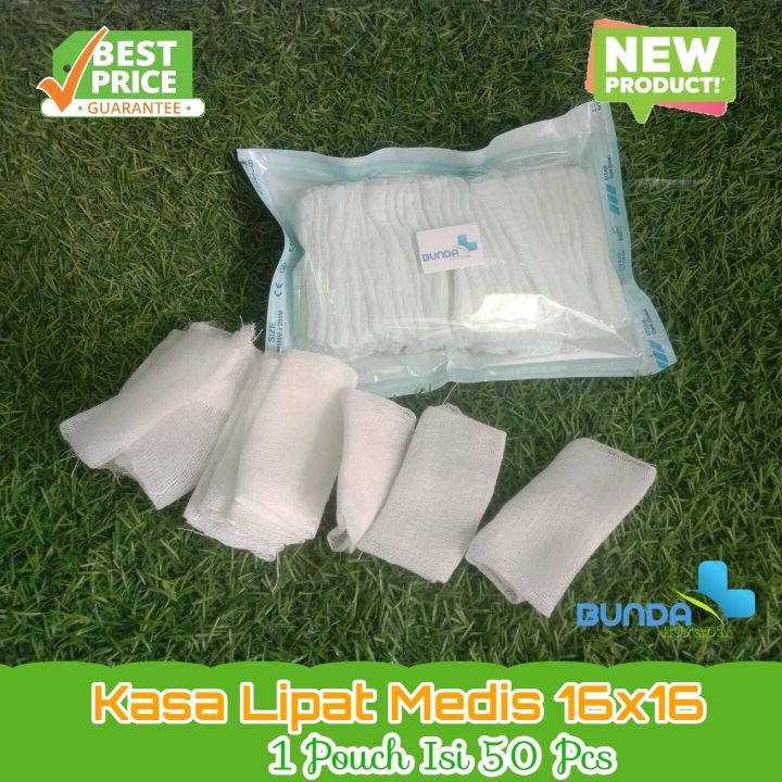 Kasa Lipat Medis Kain Plester Perban Luka Kecil Ukuran 16x16 Isi 50 Pcs ...