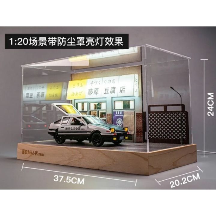MiniAuto Toyota Trueno AE86 Initial D Diorama Toko Tahu Fujiwara Skala ...