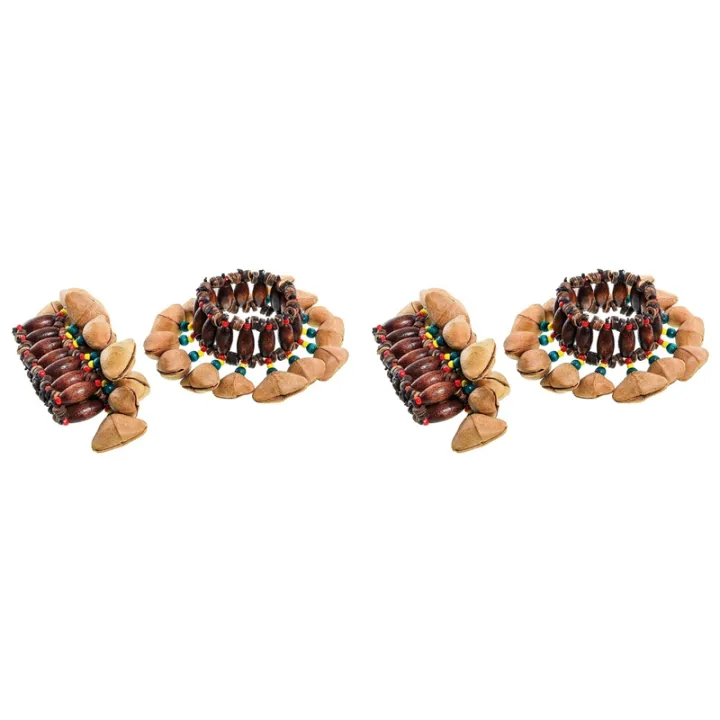 【Ntcpefy】4 Pcs Seed Shell Dance Bracelets,Nut Band Wrist Bells for ...