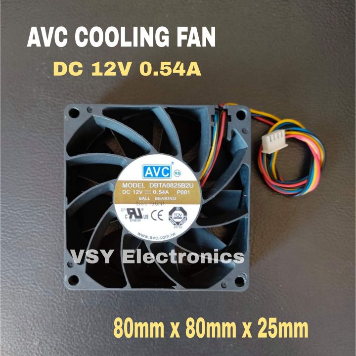 Original AVC DC Fan 12V 0.54A High Air Volume High Speed 80mm x 80mm x ...