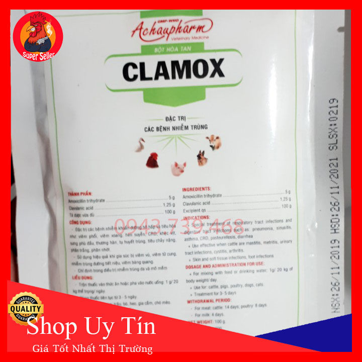 Clamox Gói 100g Dùng Pha Cho Gà Uống Phòng Bệnh Hô Hấp Và Nhiễm Trùng ...