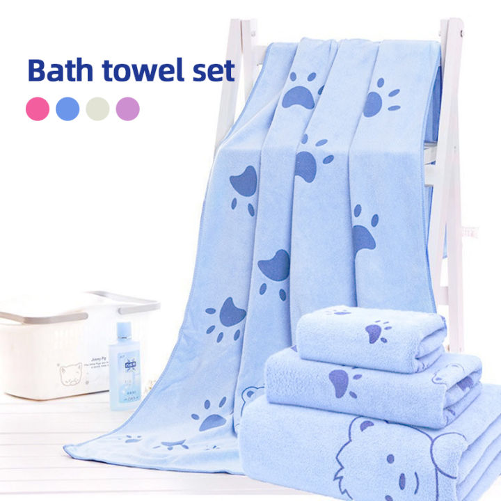 3Pcs Super Absorbent Microfiber Bath Towel Set, Hand Towel and Washcloth Which Can Quickly ...