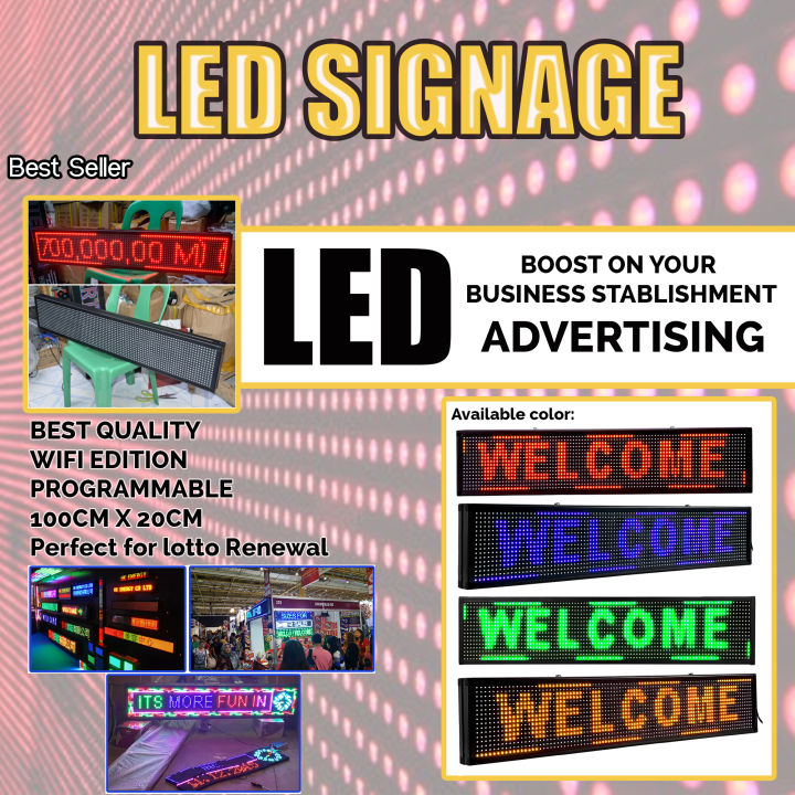 Programmable LED Signage/Message Board WiFi Edition 100cm x 20cm( RED ...
