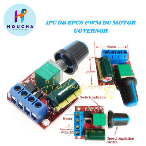 PWM Motor Speed Controller Board Module Mini 5A PWM Max 90W DC-DC 3V-35V Speed Control Switch ...